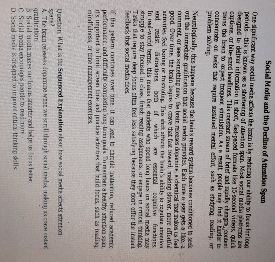 Question: What is the Sequenced Explanation | StudyX