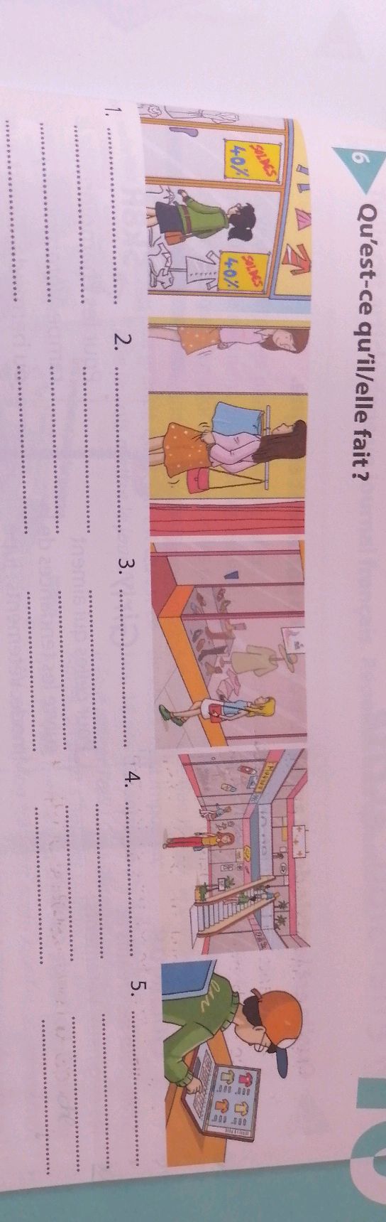 6 Qu'est-ce qu'il/elle fait? 1. 2. 3. 4. 5. | StudyX