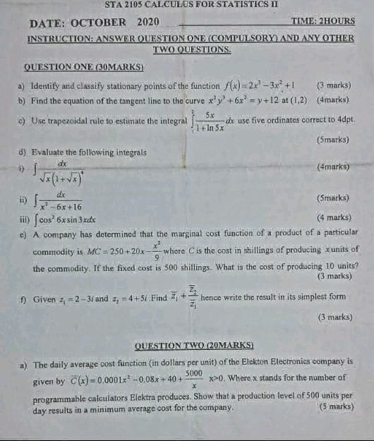 a) Identify and classify stationary points | StudyX