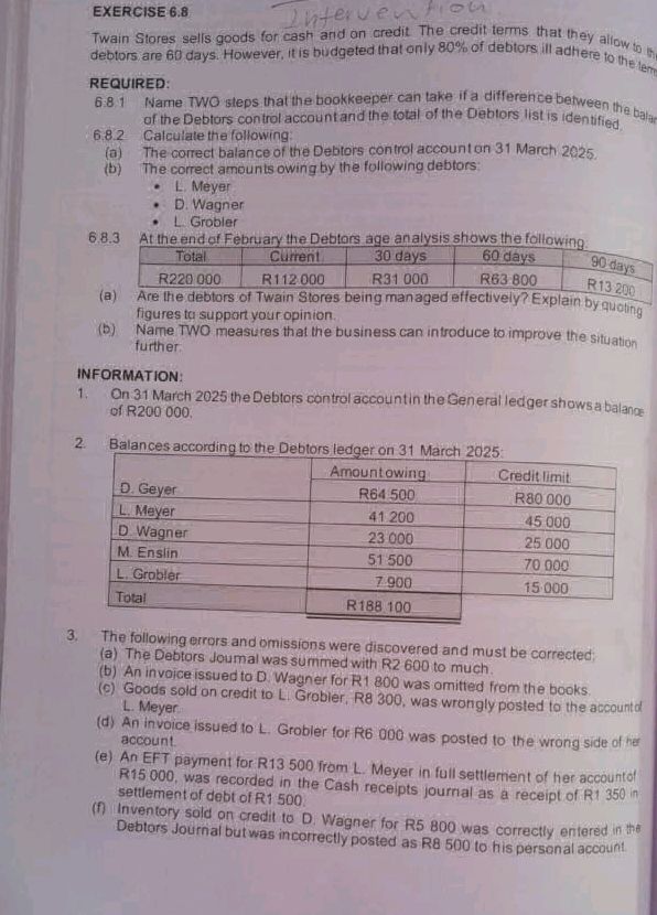 6.8.1 Name TWO steps that the bookkeeper can | StudyX
