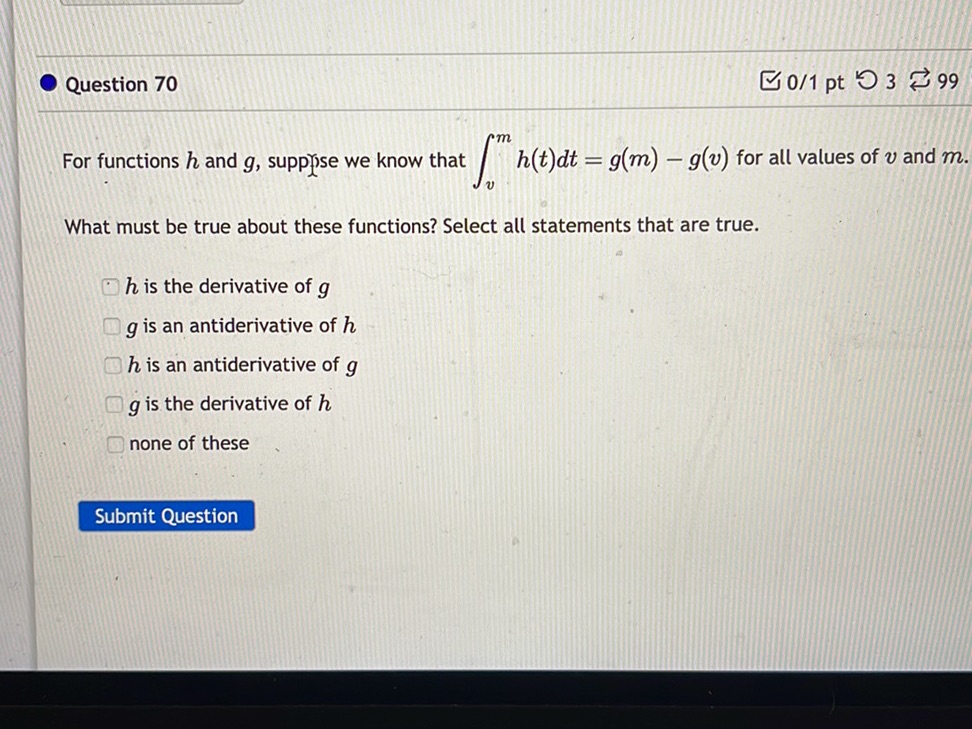 For functions $h$ and $g$, suppose we know | StudyX