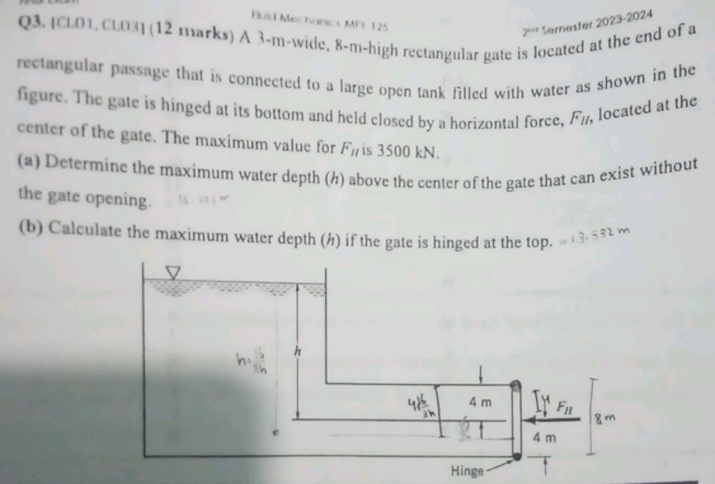 Q3. [CL01, CL03] (12 marks) A 3-m-wide, | StudyX