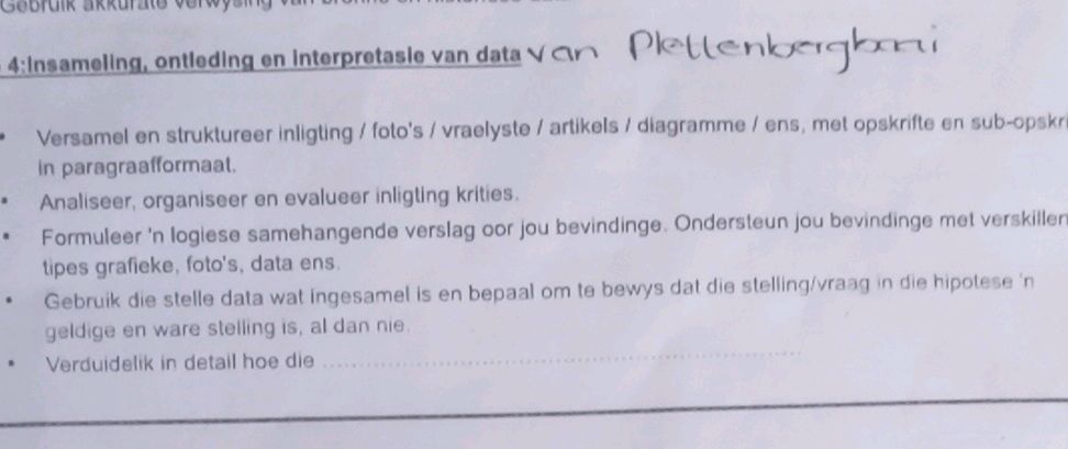 4: Insameling, ontleding en interpretasie