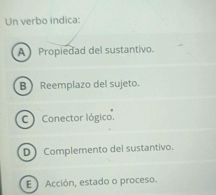 Un verbo indica: A Propiedad del | StudyX