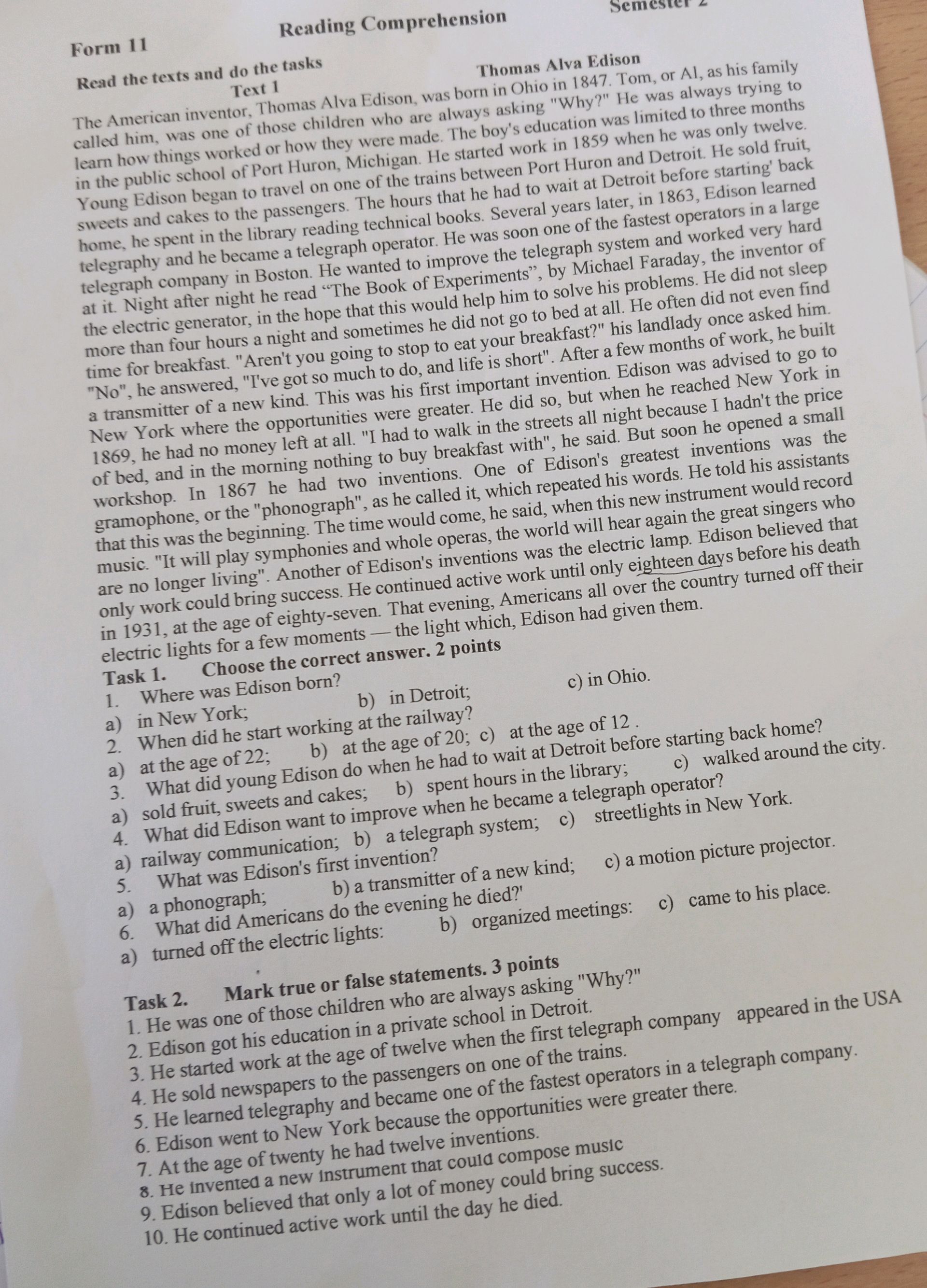 Task 1. Choose the correct answer. 2 points | StudyX