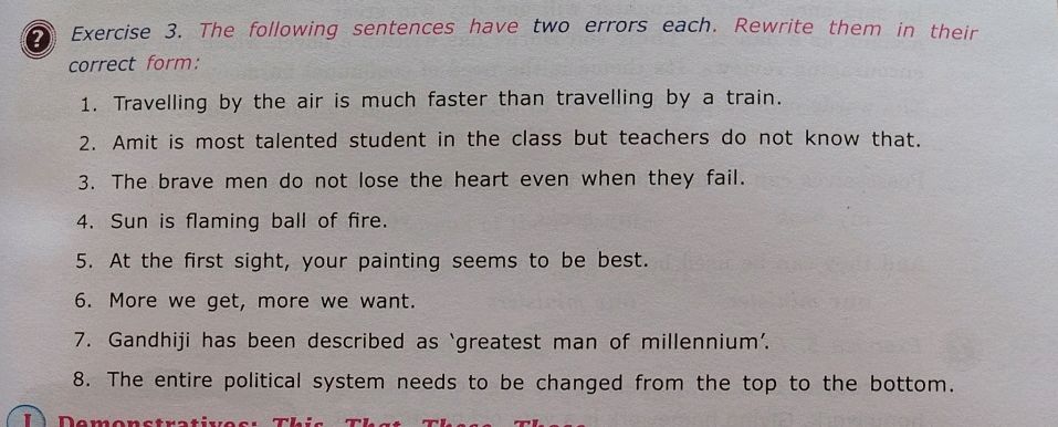 Exercise 3. The following sentences have two | StudyX