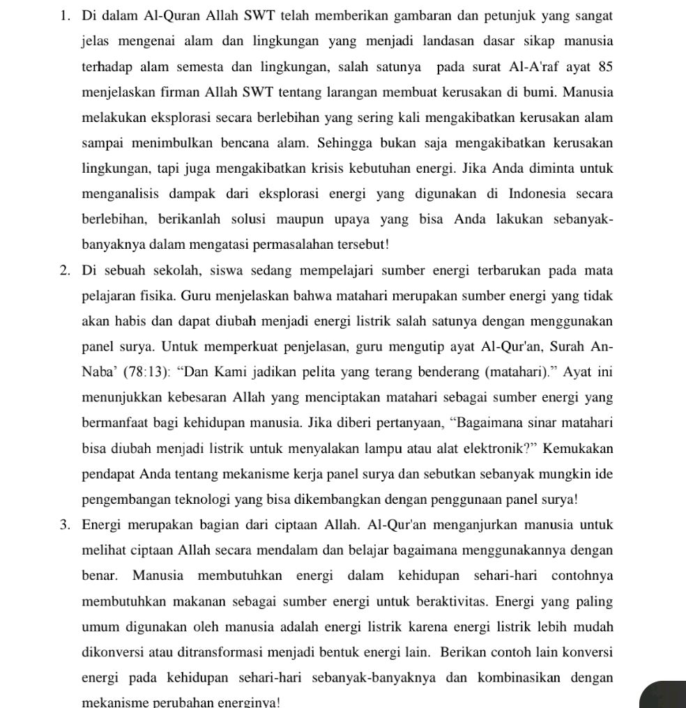 1. Di dalam Al-Quran Allah SWT telah | StudyX