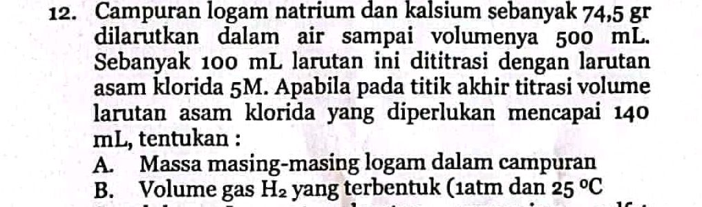 12. Campuran logam natrium dan kalsium | StudyX