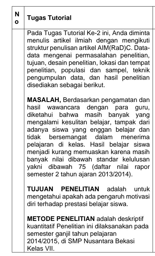 Pada Tugas Tutorial Ke-2 ini, Anda diminta | StudyX