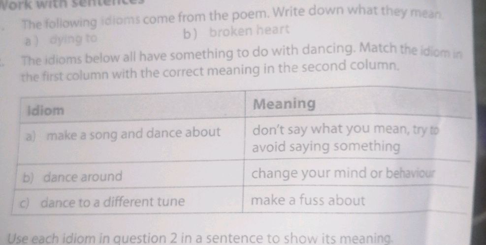 2. The idioms below all have something to do | StudyX