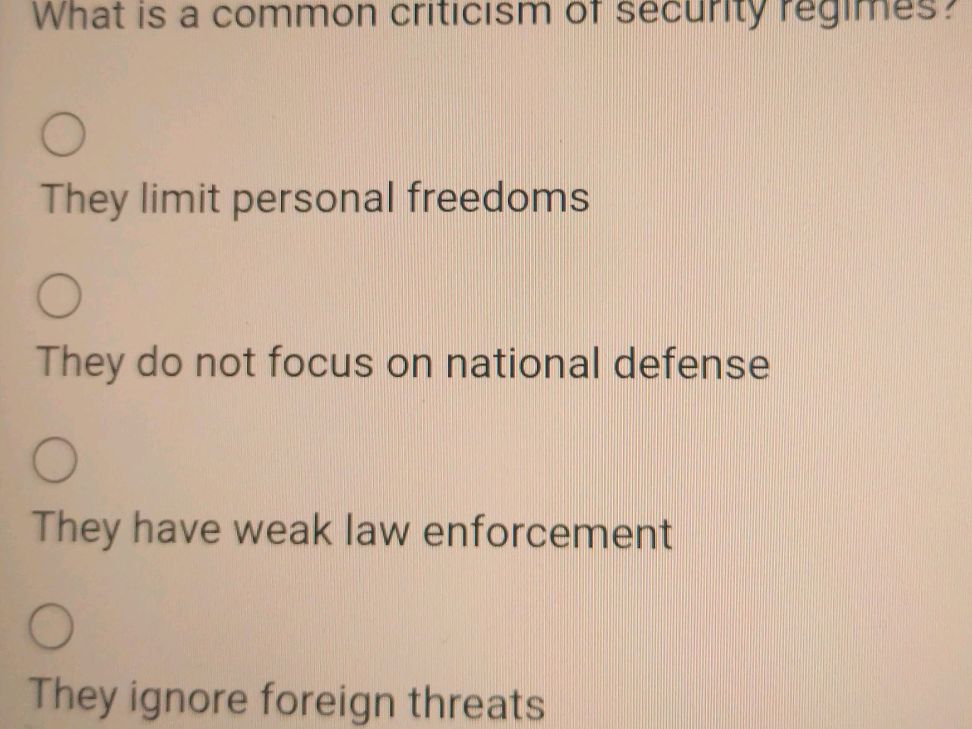 What is a common criticism of security | StudyX