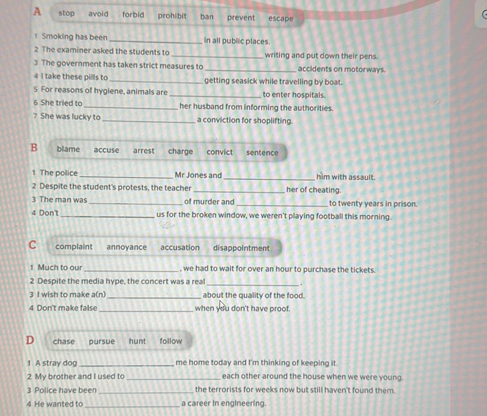 A stop avoid forbid prohibit ban prevent | StudyX