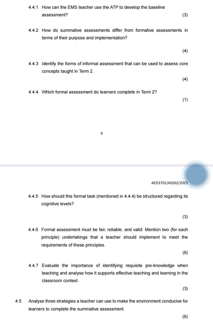 4.4.1 How can the EMS teacher use the ATP to | StudyX