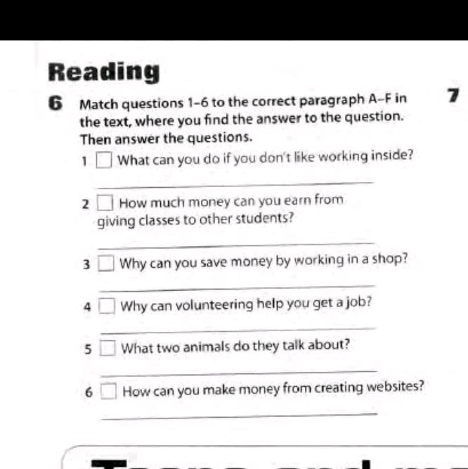 Match questions 1-6 to the correct paragraph | StudyX