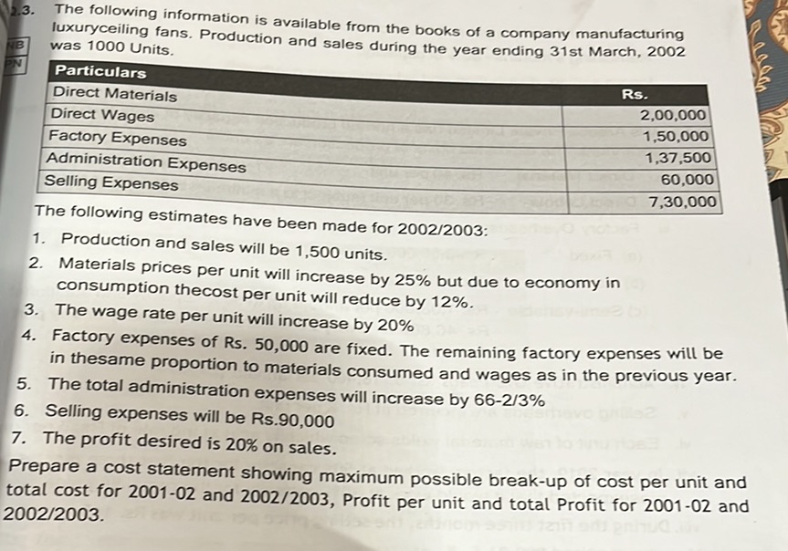 The following information is available from | StudyX