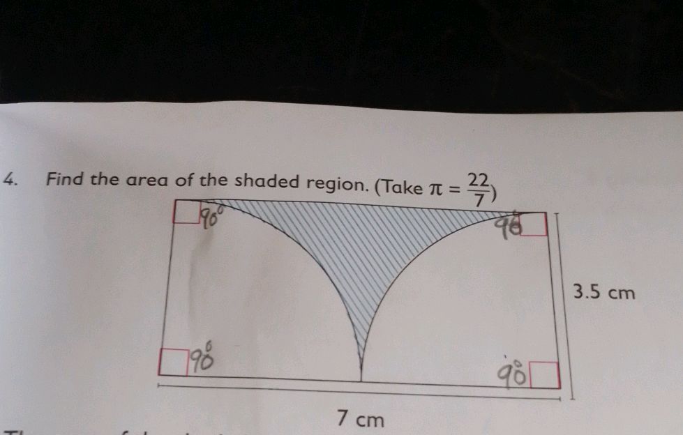 4. Find the area of the shaded region. (Take | StudyX