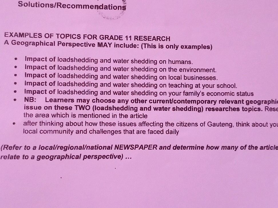 EXAMPLES OF TOPICS FOR GRADE 11 RESEARCH A | StudyX