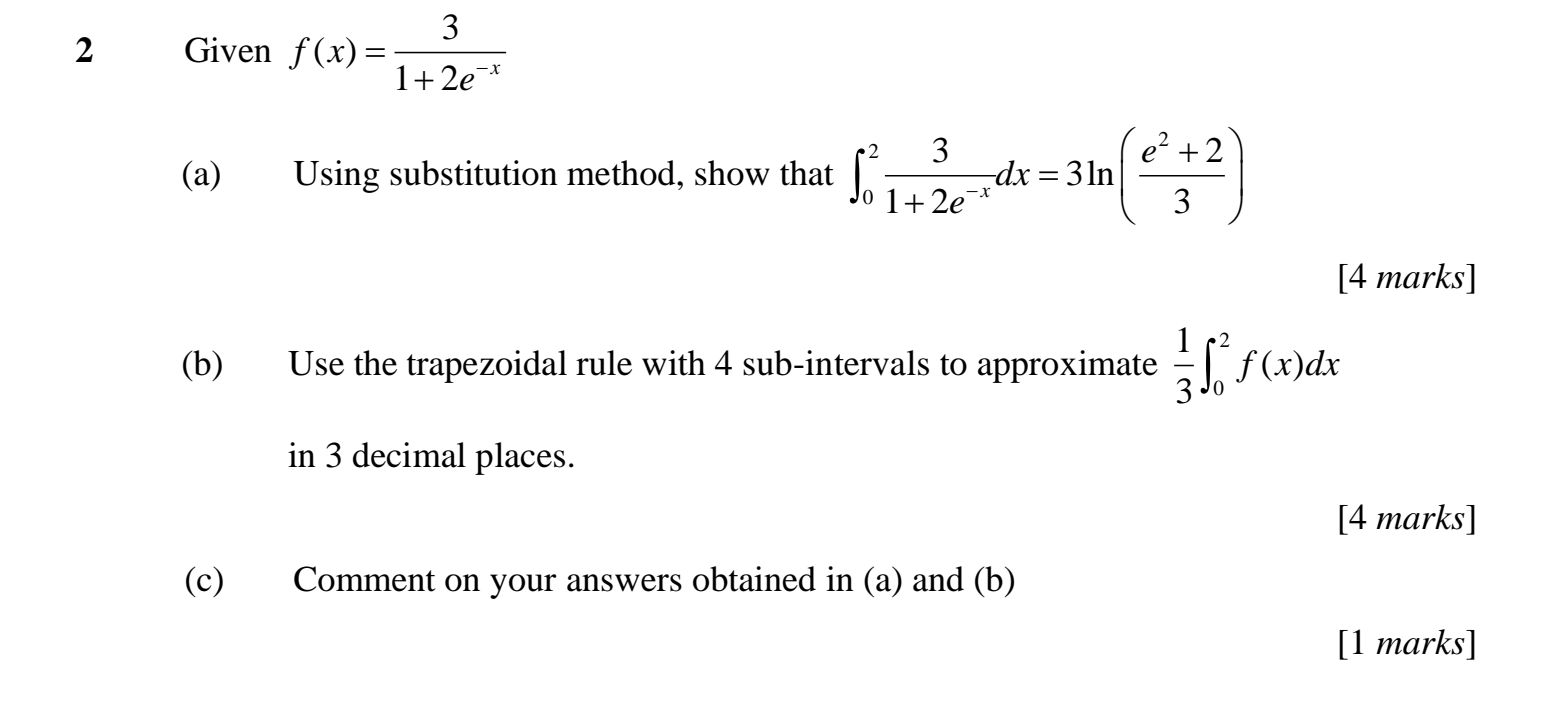 Given $f(x) = {3}{1+2e^{-x}}$ (a) Using | StudyX