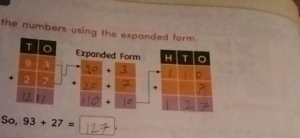 Addition problem: 93 + 27