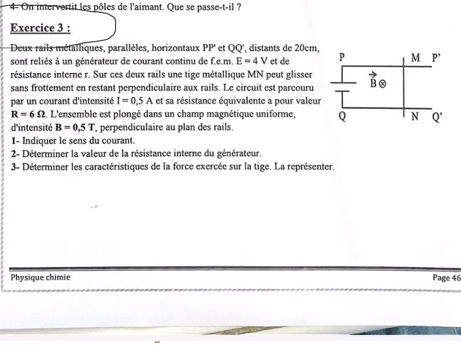 4- On intervertit les pôles de l'aimant. Que | StudyX