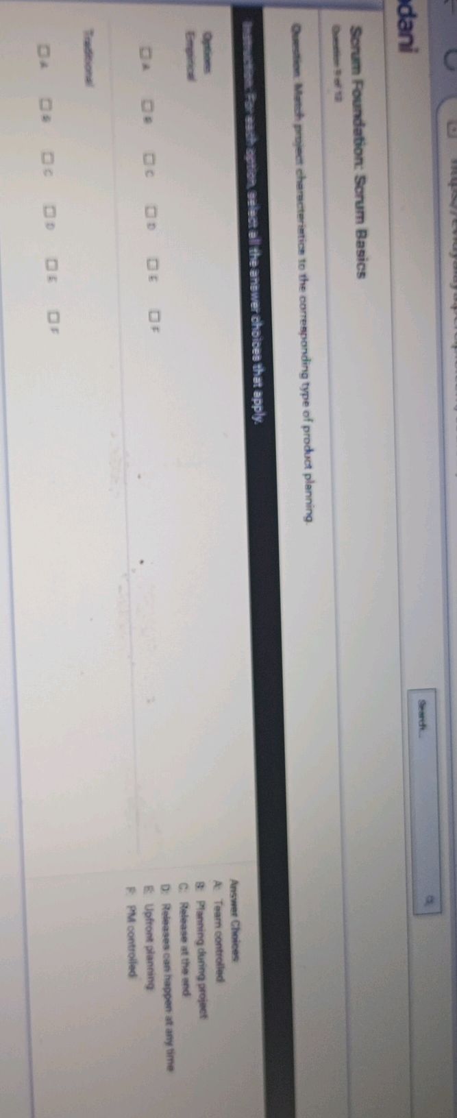 Question: Match project characteristice to | StudyX