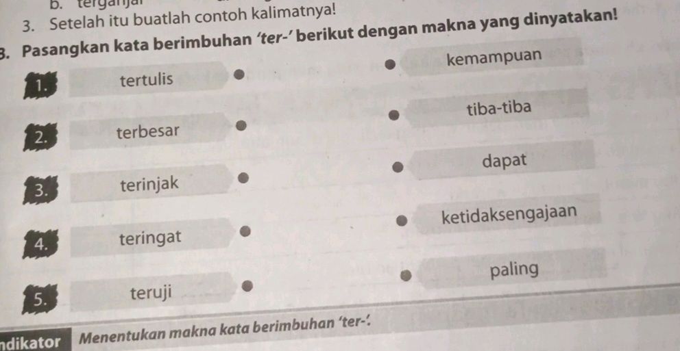 3. Pasangkan kata berimbuhan 'ter-' berikut | StudyX