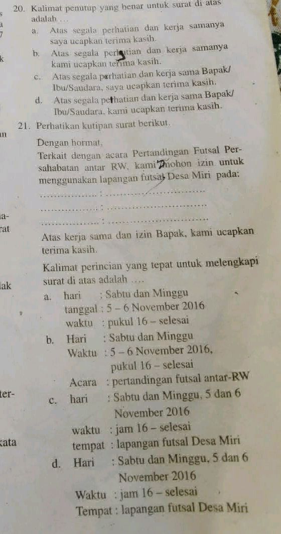 20. Kalimat penutup yang benar untuk surat | StudyX