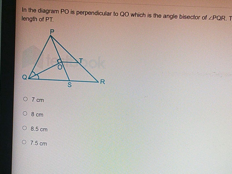 In the diagram PO is perpendicular to QO | StudyX
