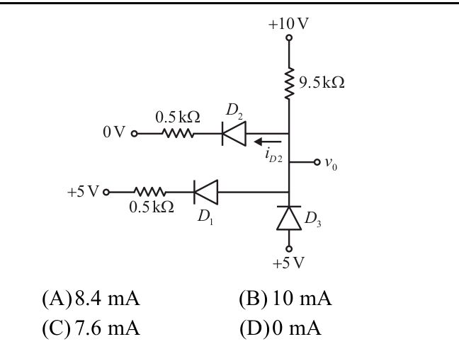 Determine the current through diode $D_2$ in | StudyX