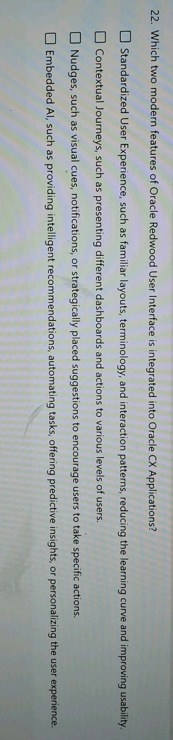 22. Which two modern features of Oracle | StudyX