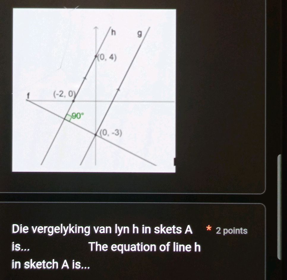 Die vergelyking van lyn h in skets A is... | StudyX