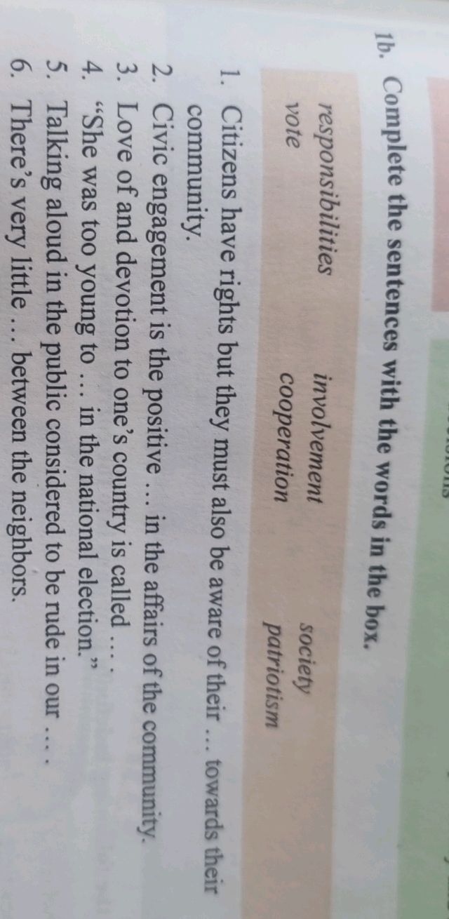 1b. Complete the sentences with the words in | StudyX