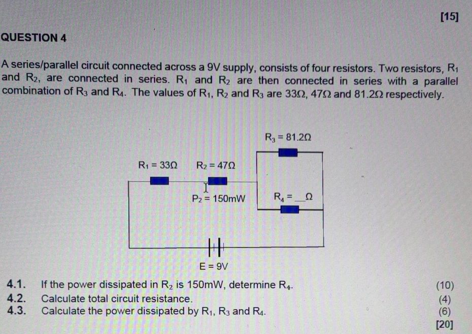 A series/parallel circuit connected across a | StudyX