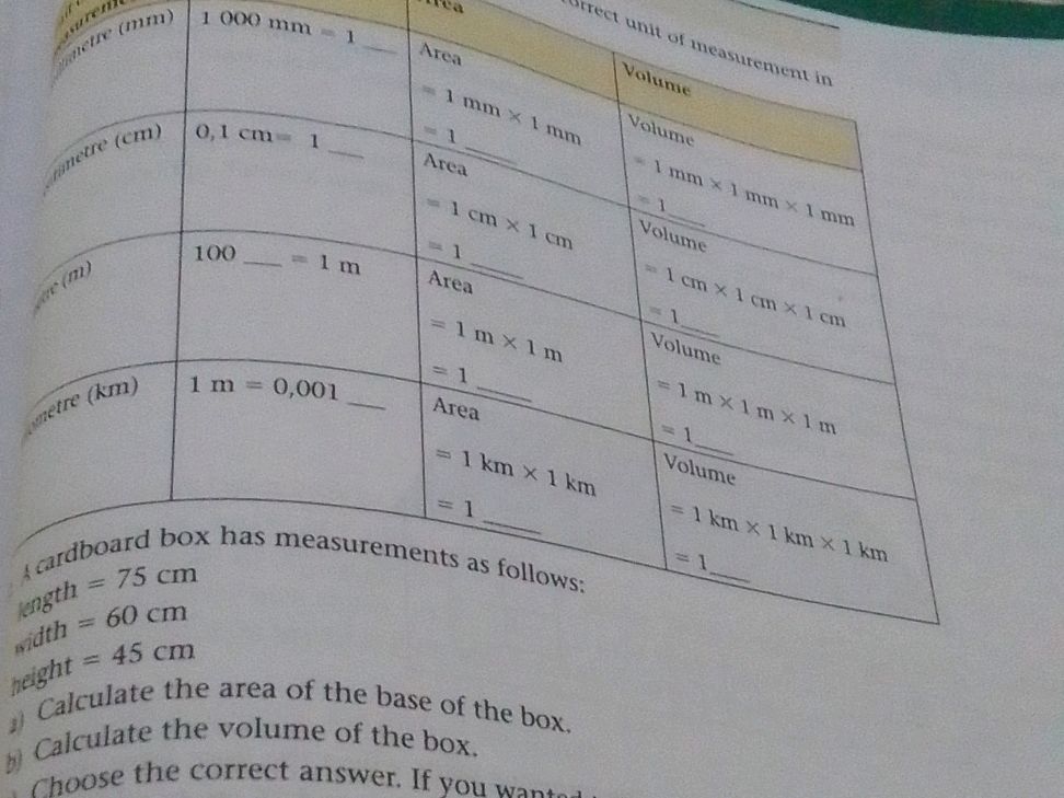 Correct unit of measurement in | Area | StudyX