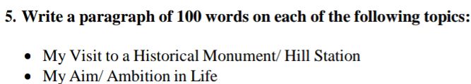 5. Write a paragraph of 100 words on each of | StudyX