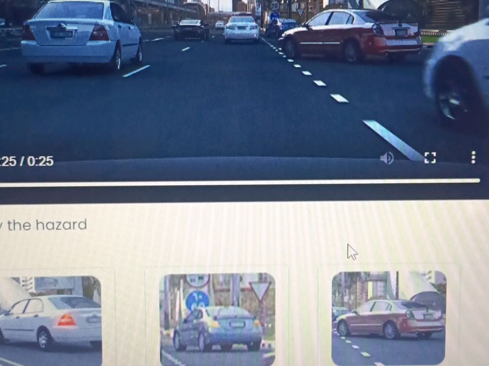 Identify the hazard. [Image of a car on the | StudyX
