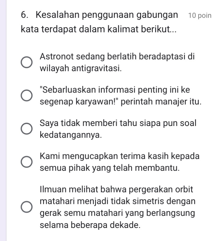 6. Kesalahan penggunaan gabungan kata | StudyX