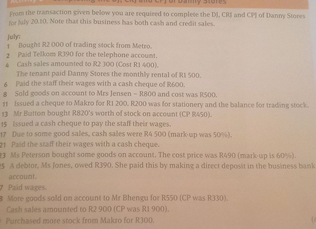 From the transaction given below you are | StudyX