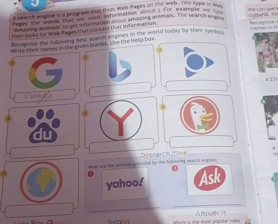 Recognize the following best search engines | StudyX