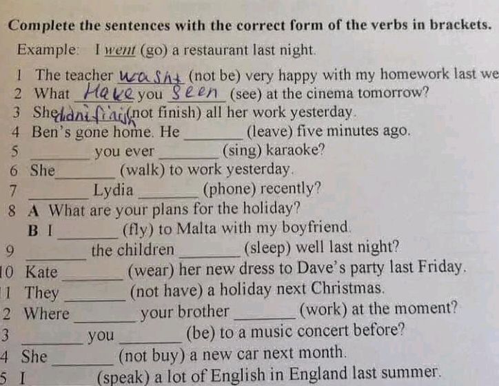 Complete the sentences with the correct form | StudyX