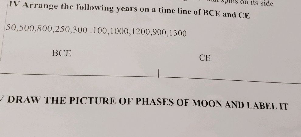 IV Arrange the following years on a time | StudyX