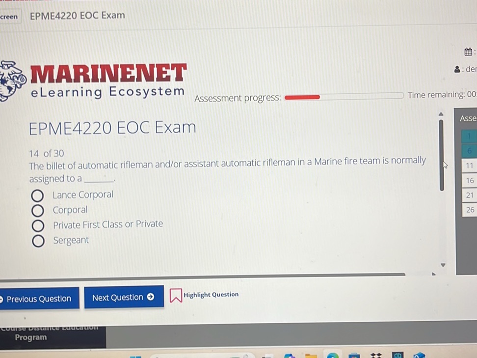 The billet of automatic rifleman and/or | StudyX
