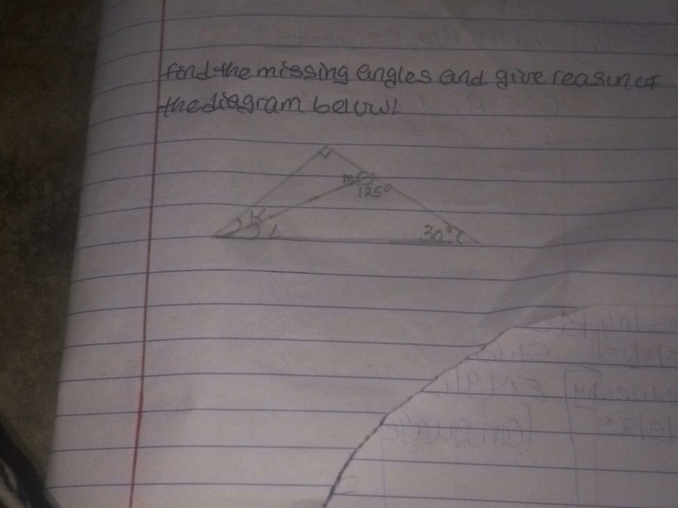 Find the missing angles and give reasoning | StudyX