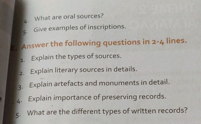 4. What are oral sources? 5. Give examples | StudyX