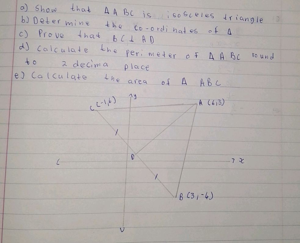 a) Show that $ ABC$ is isosceles triangle | StudyX