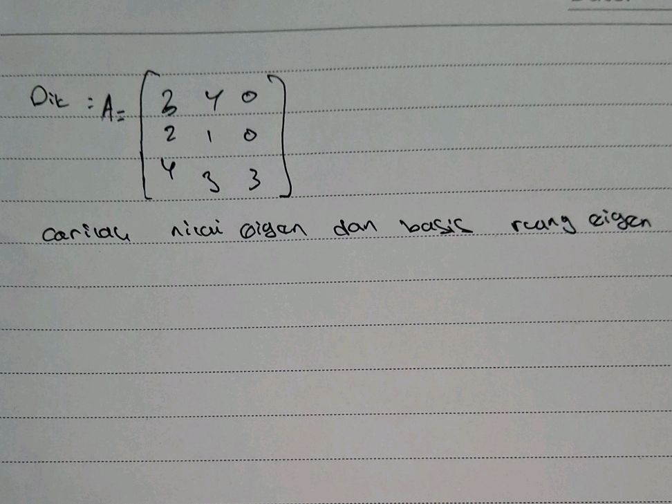 Dik: A = 2 4 0 2 1 0 4 3 3 | StudyX