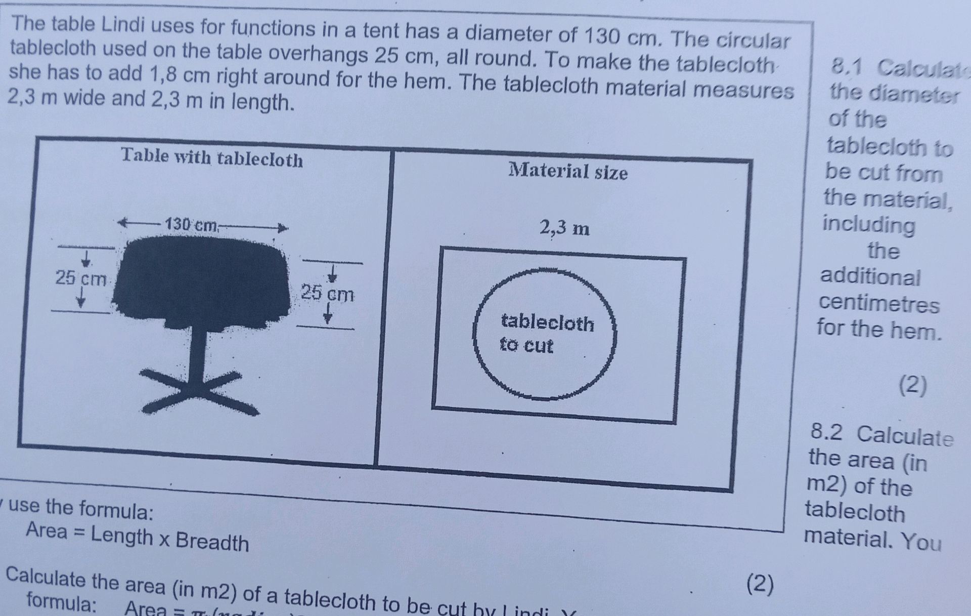 The table Lindi uses for functions in a tent | StudyX