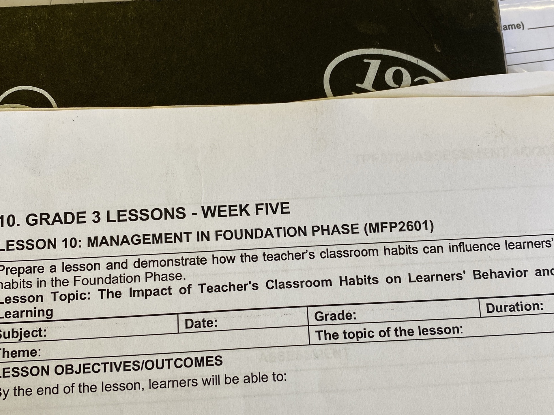 10. GRADE 3 LESSONS - WEEK FIVE LESSON 10: | StudyX