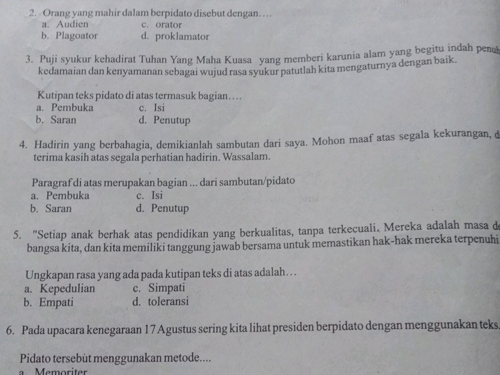 2. Orang yang mahir dalam berpidato disebut | StudyX