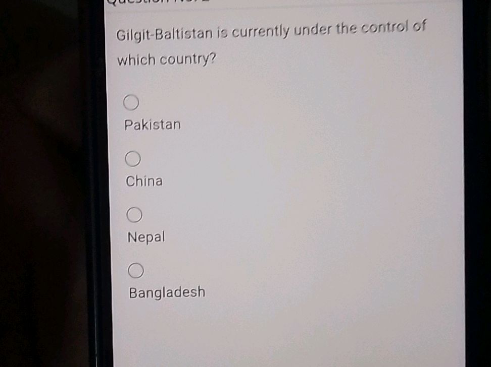 Gilgit-Baltistan is currently under the | StudyX